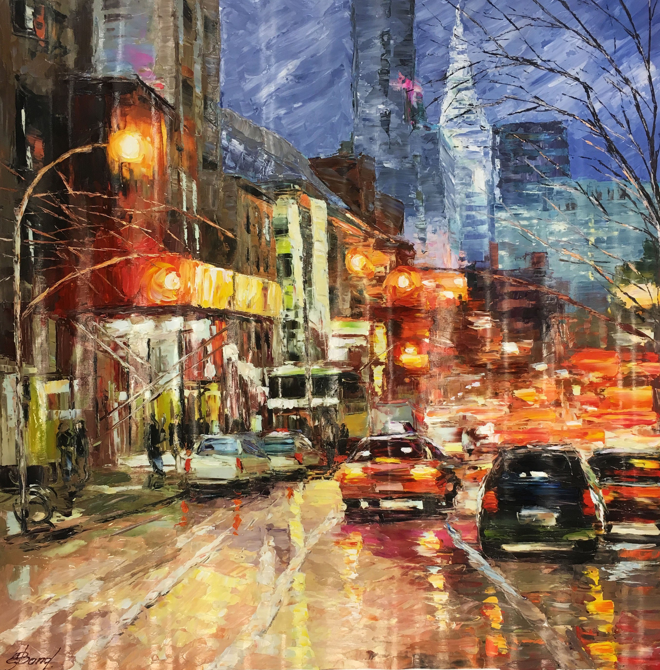 Back in the City By Elena Bond UNFRAMED Mixed Media | Baterby's Art ...